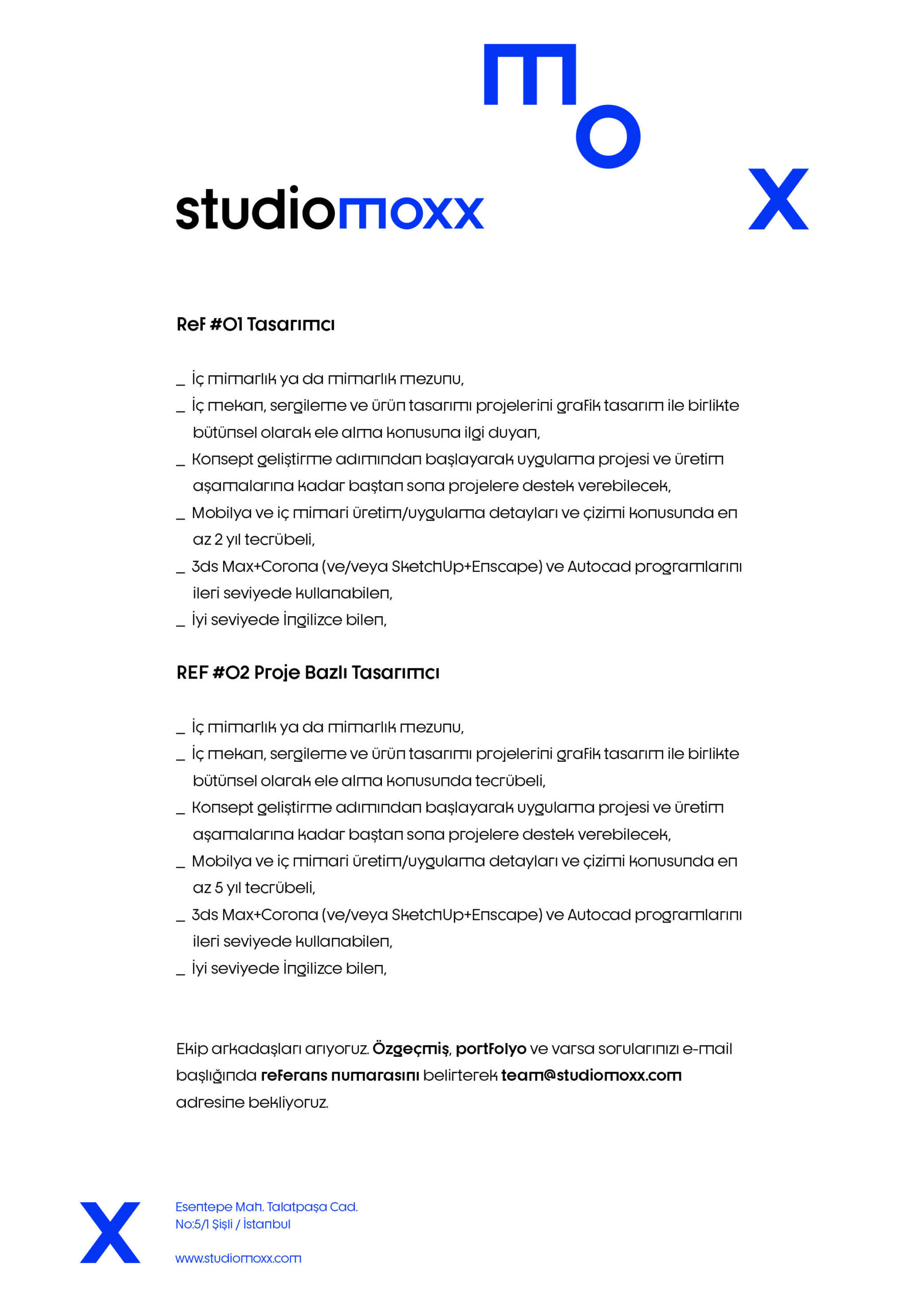 Studio Moxx Ekip Arkadaşları Arıyor - Arkitera