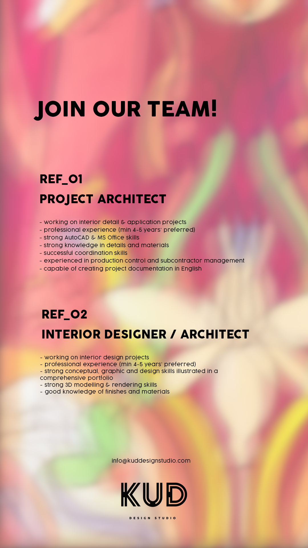 KUD DESIGN STUDIO Ekip Arkadaşları Arıyor - Arkitera