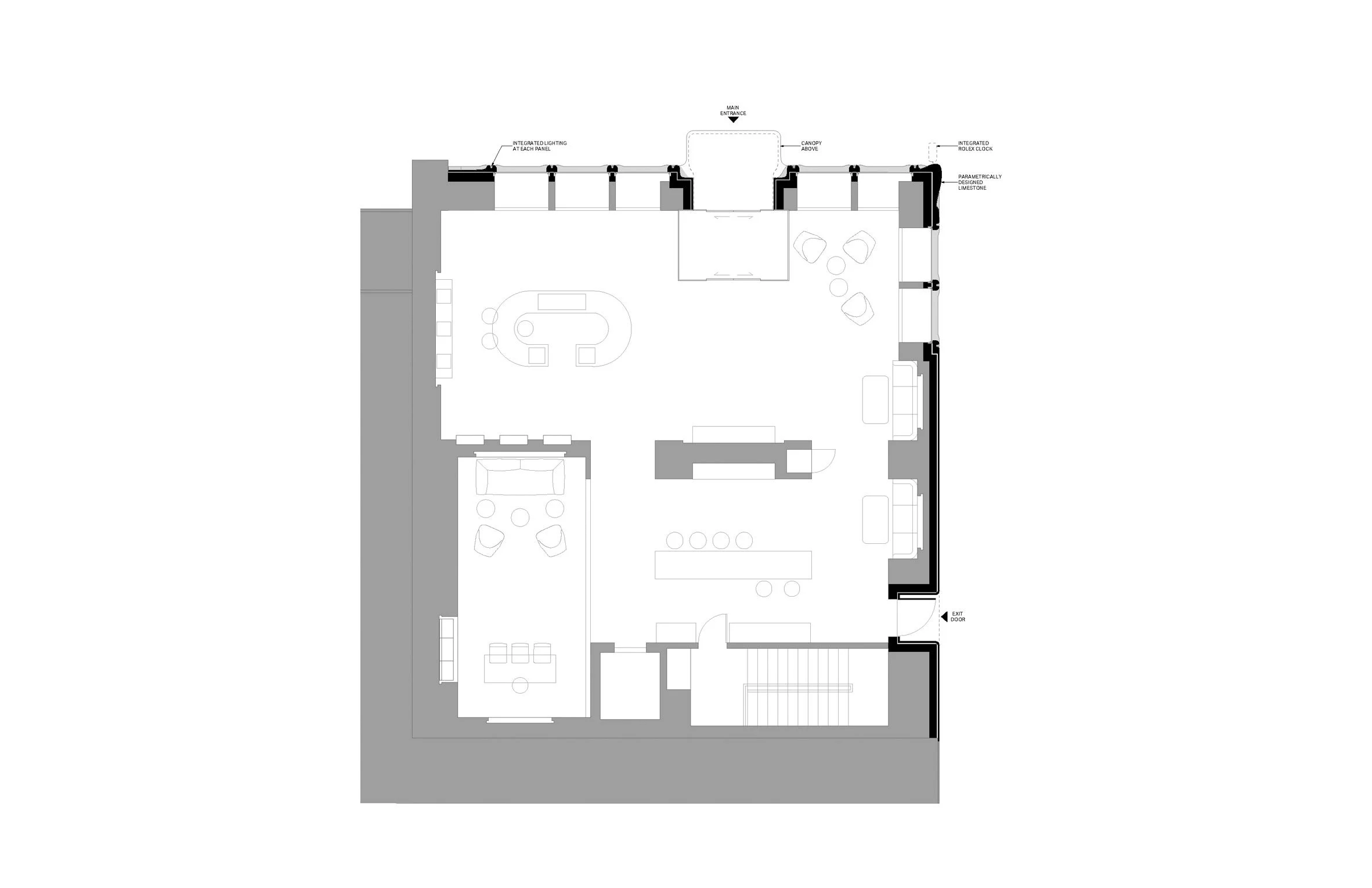 Toronto’da Bir Saat Butiğinin Dalgalı Taş Vitrin Tasarımı - Arkitera