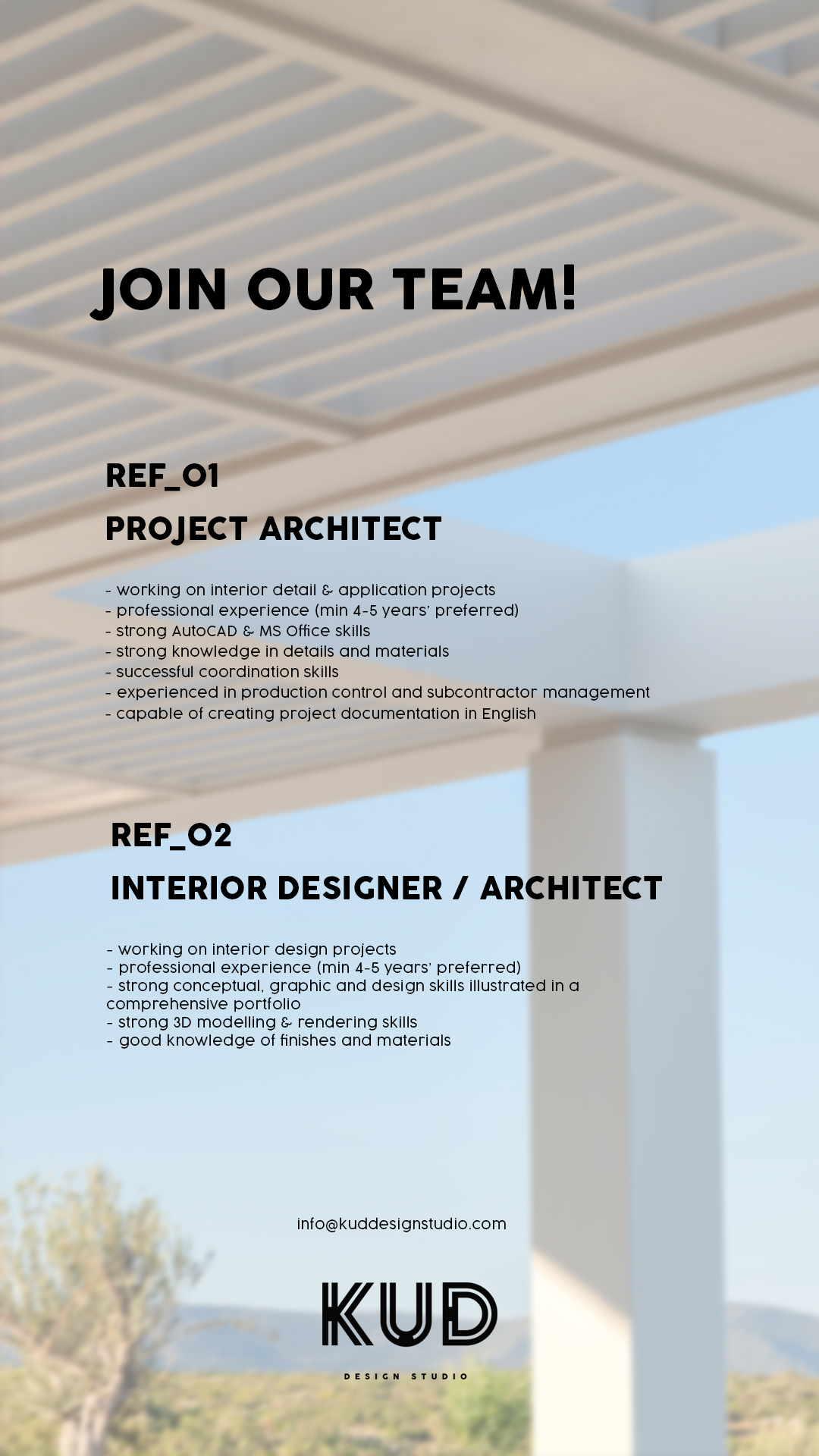 KUD Design Studio Ekip Arkadaşları Arıyor. - Arkitera