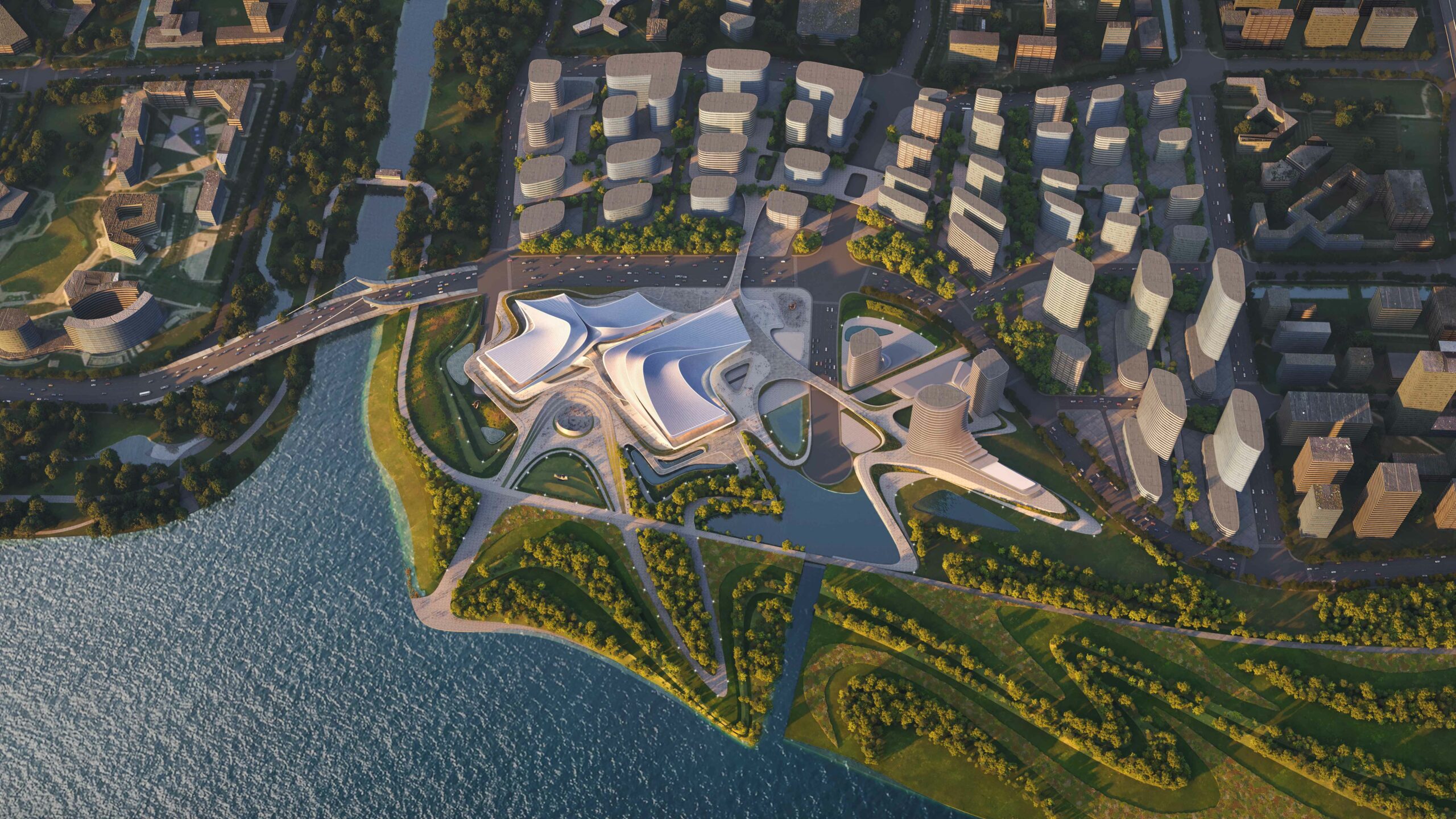 Culture And Art Centre By Zaha Hadid Architects On The Cao E River