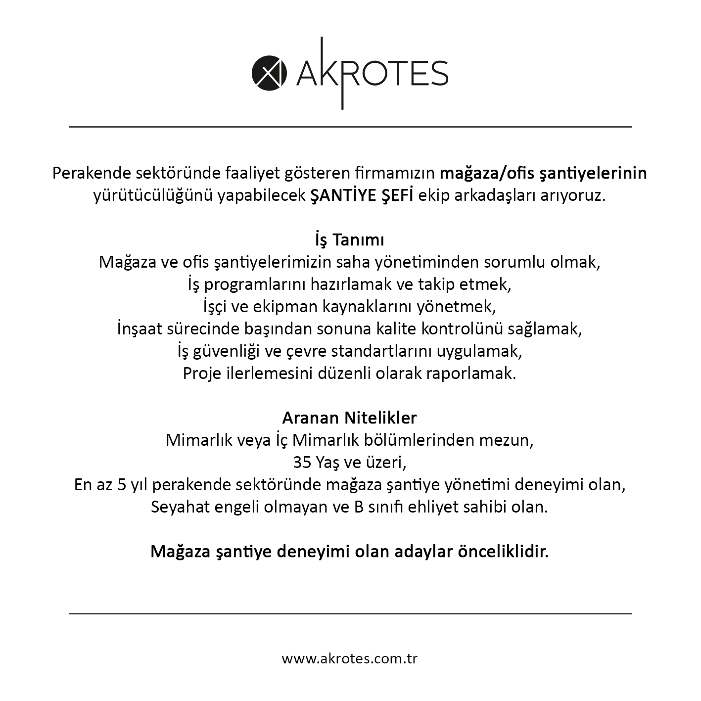 Akrotes Mimarlık Ekip Arkadaşları Arıyor - Arkitera