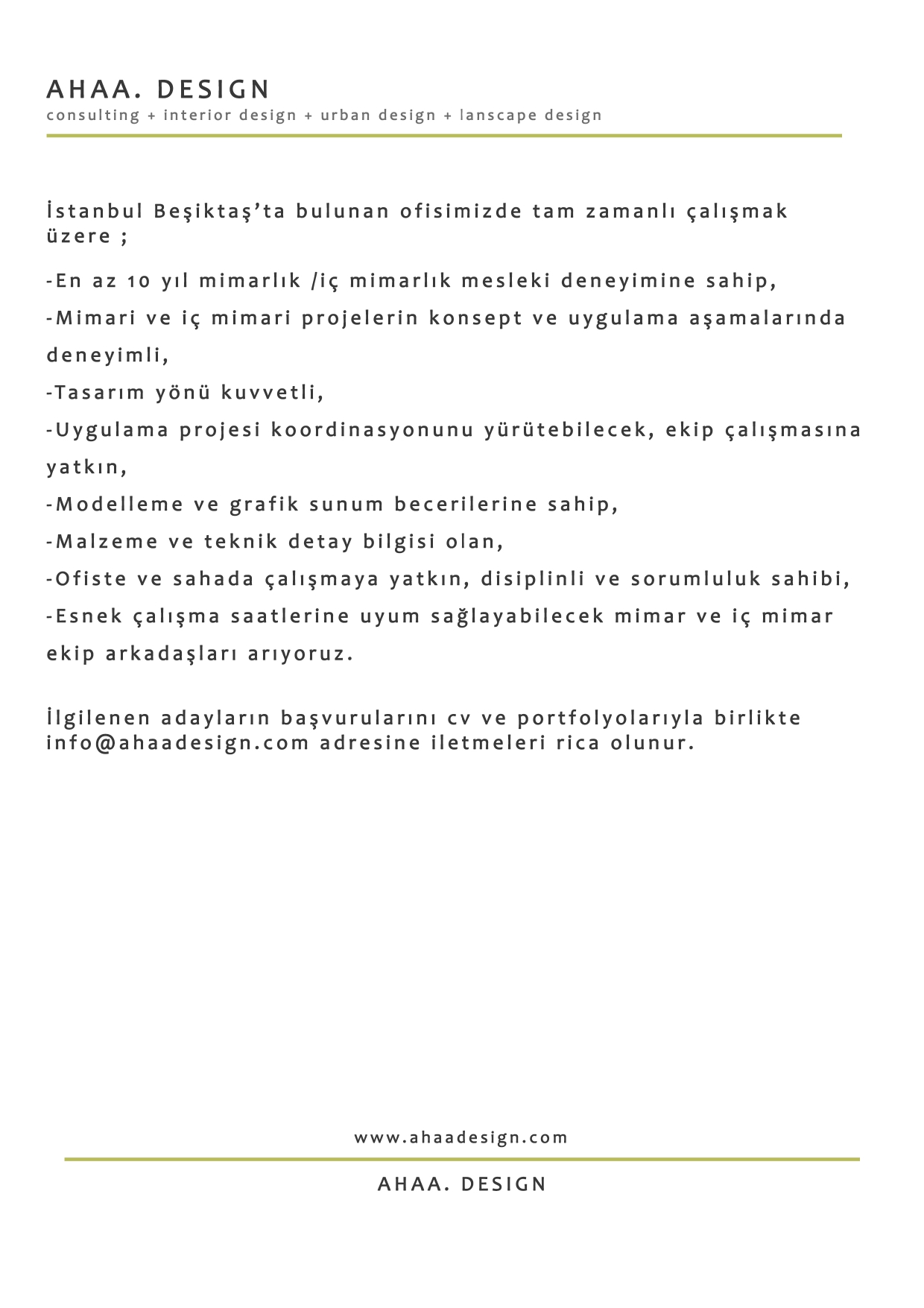 AHAA.Design Ekip Arkadaşları Arıyor - Arkitera